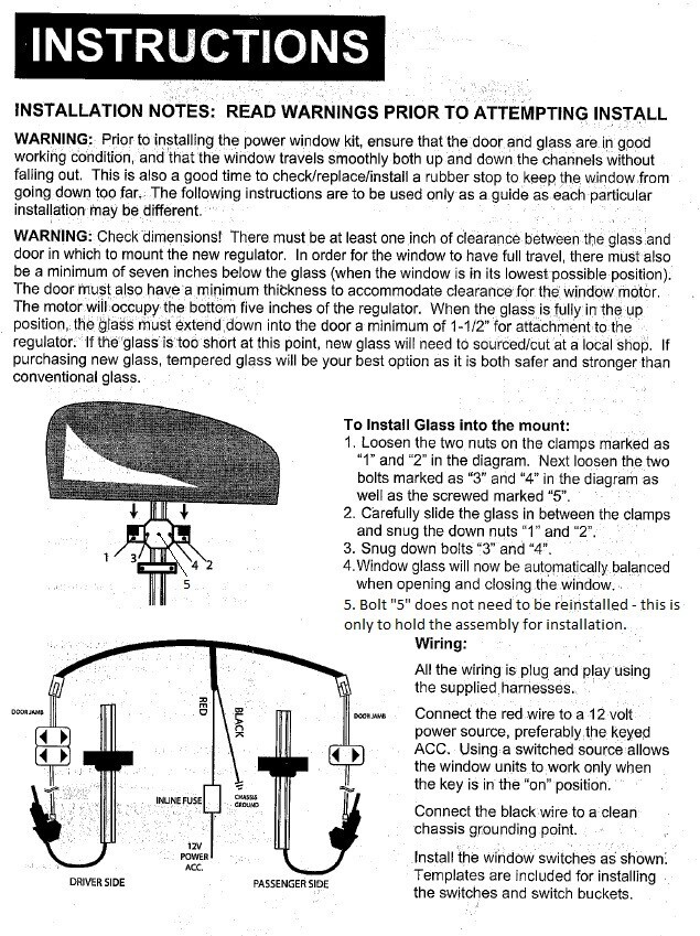 Hot Rod Electric Power Window Kits Suit All Flat Glass - Custom, Ford ...