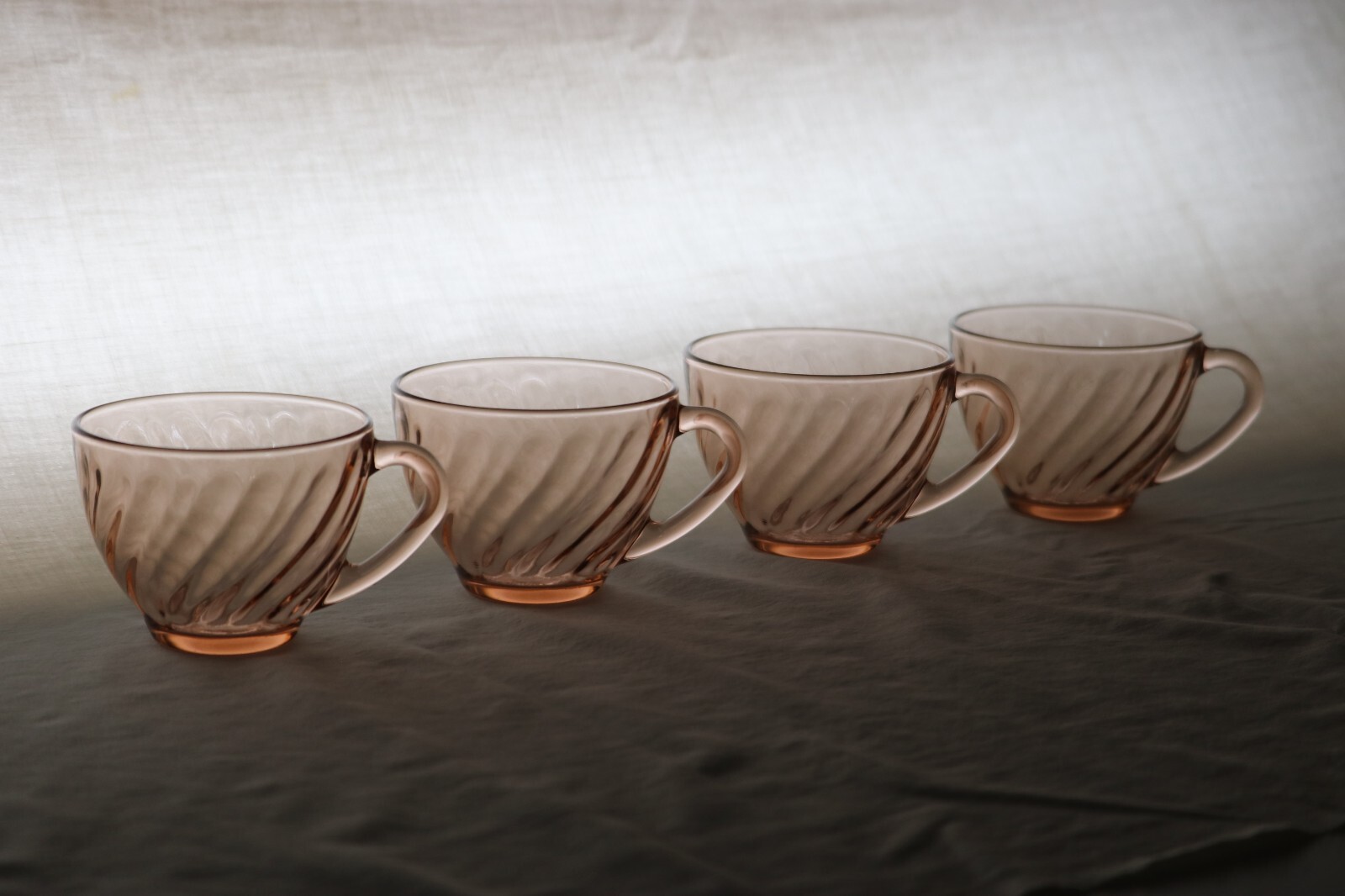 Vintage Arcoroc Luminarc France Pink Swirl Rosaline Tea Cups Set of 4 ...
