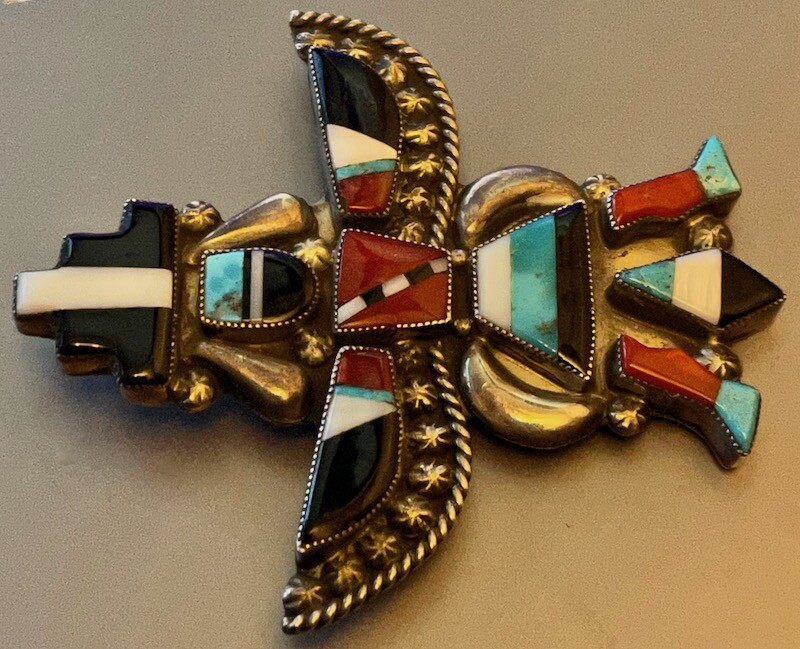 Best! Zuni Lee Edaakie Knifewing Pin Mosaic Inlay "Book Piece" 1940s-50 ...