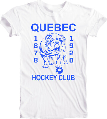 Quebec Bulldogs Ice Hockey NHL Men's Tee T-Shirt Handmade Team White ...