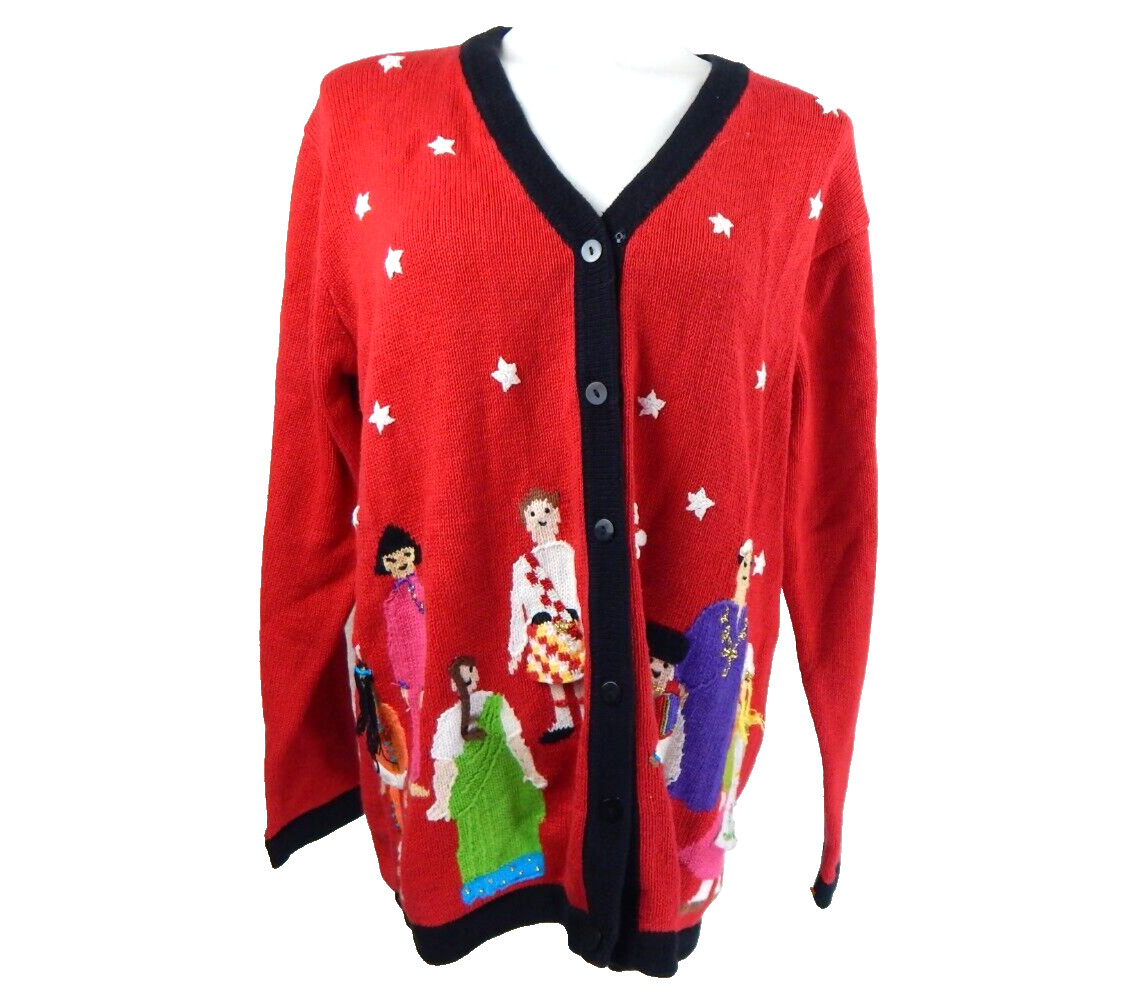 Storybook Knits Medium Cardigan Sweater World Peace H… - Gem
