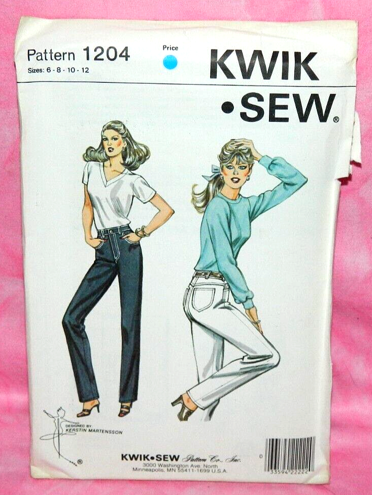 Uncut Kwik Sew Misses Sz 6-12 Quick & Easy Straight Leg Jeans Pattern ...