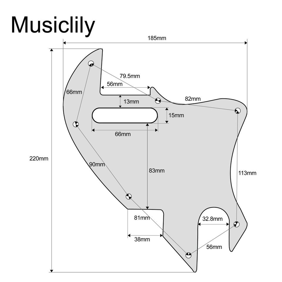 Musiclily Pro 3Ply Black 7 Hole Pickguard For Fender F-Hole Hybrid Tele ...