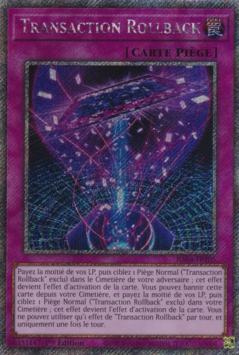 Yu-Gi-Oh! Transaction Rollback RA04-FR105 - Platinum Secret Rare | eBay
