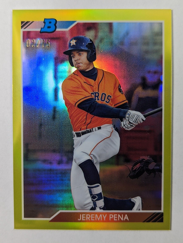 2020 Bowman Heritage Chrome #92CP-JP Jeremy Pena Canary Yellow ...