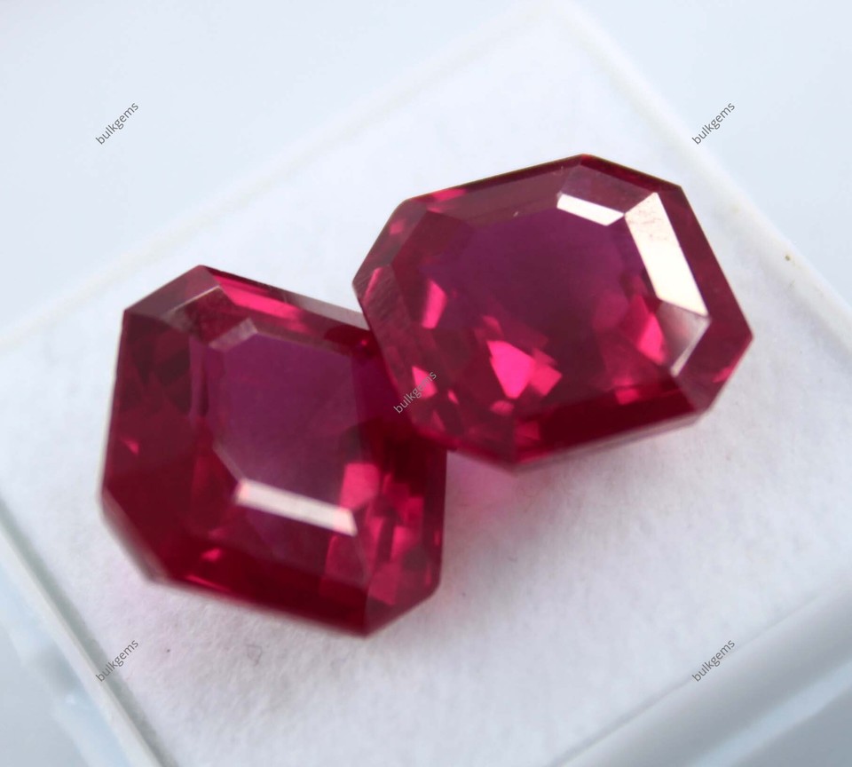 Natural 20 Ct Ruby Red Square Cut CERTIFIED Loose Gemstone AA+ Pair | eBay