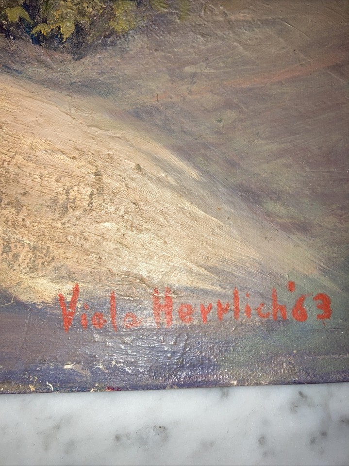 California Artist Vintage Oil Painting Mojave Desert Jessie Viola ...