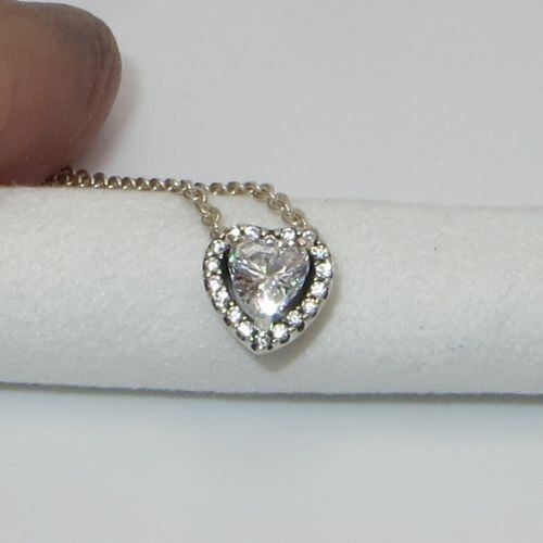 Pandora Elevated Heart Clear CZ & SS 18" Pendant Necklace 398425C01 | eBay