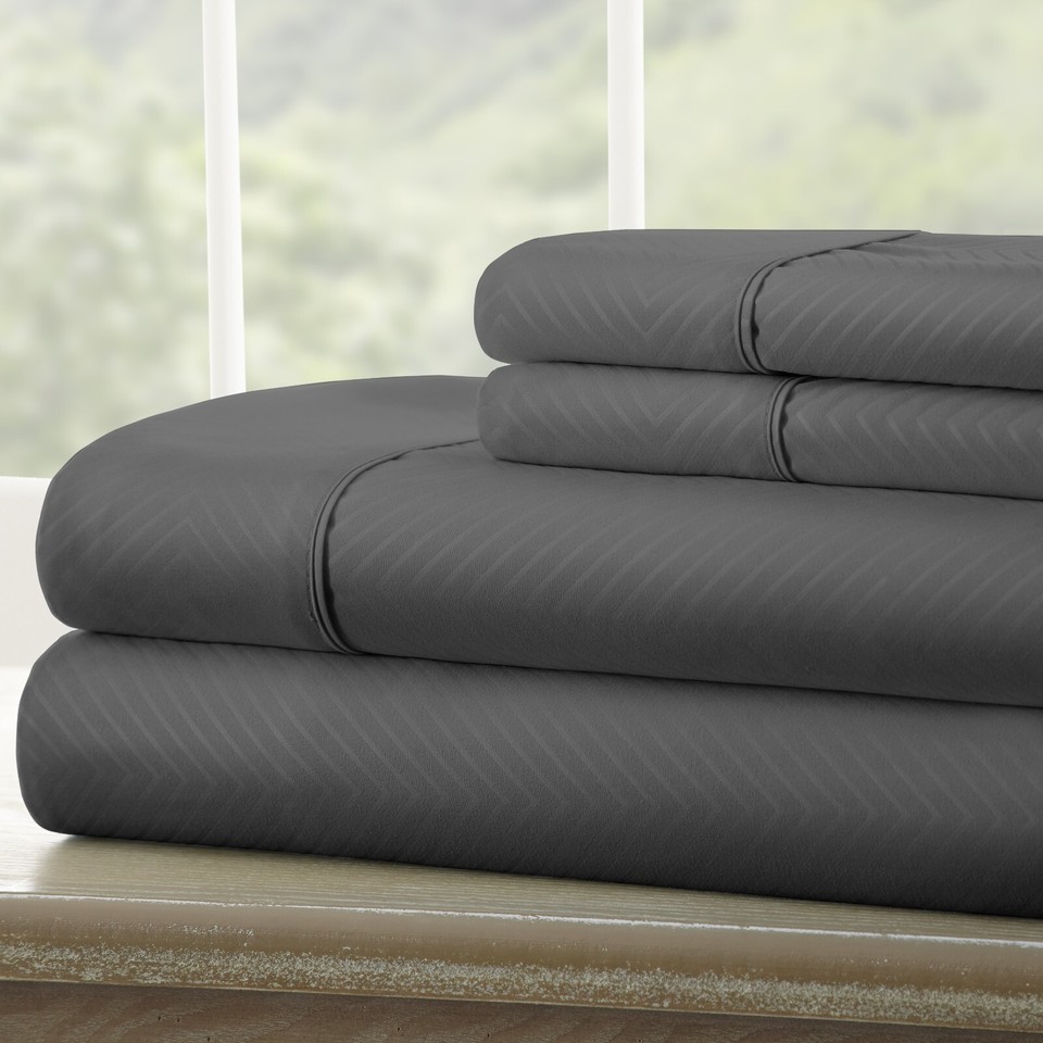 Luxury Soft Embossed 4PC Sheets Set by Kaycie Gray -Checkered, Chevron ...