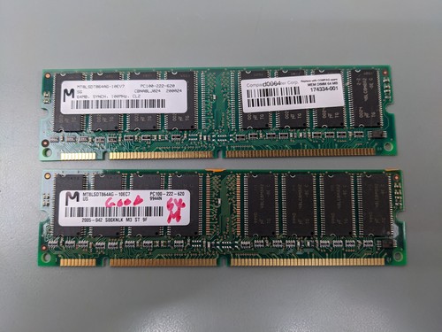 (2) 64MB PC100 SDRAM DIMMs (128MB Total RAM Memory) Micron MT8LSDT864AG ...