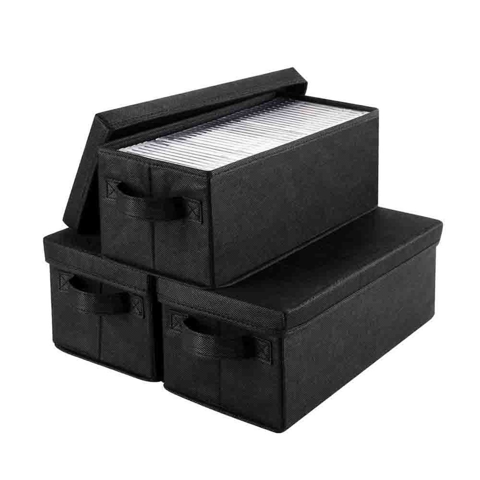 3x CD Storage Boxes DVD Organizer Case with Lids 14.2x 5.5x 6.3 Inch | eBay