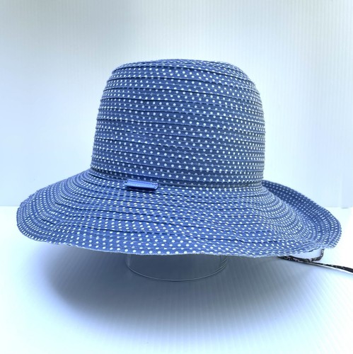 Wallaroo Hat Company NEW "Petite Scrunchie" Blue w White Polka Dots S-M ...