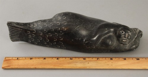 Authentic Signed EB Eskimo Inuit Hand Carved Antique Figural MERMAID ...