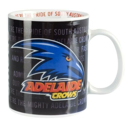 81867 ADELAIDE CROWS AFL LOGO TEAM SONG CERAMIC COFFEE MUG IN BOX 11OZ ...