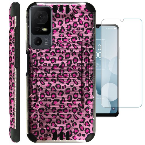 SILVERGUARD For TCL 40XL Phone Case Cover +TEMPERED GLASS/ LEOPARD PINK ...