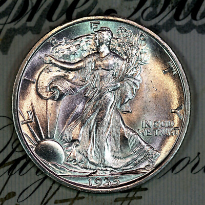 * 1935-P * SOLID+ GEM BU MS WALKING LIBERTY HALF-DOLLAR * ORIGINAL ...