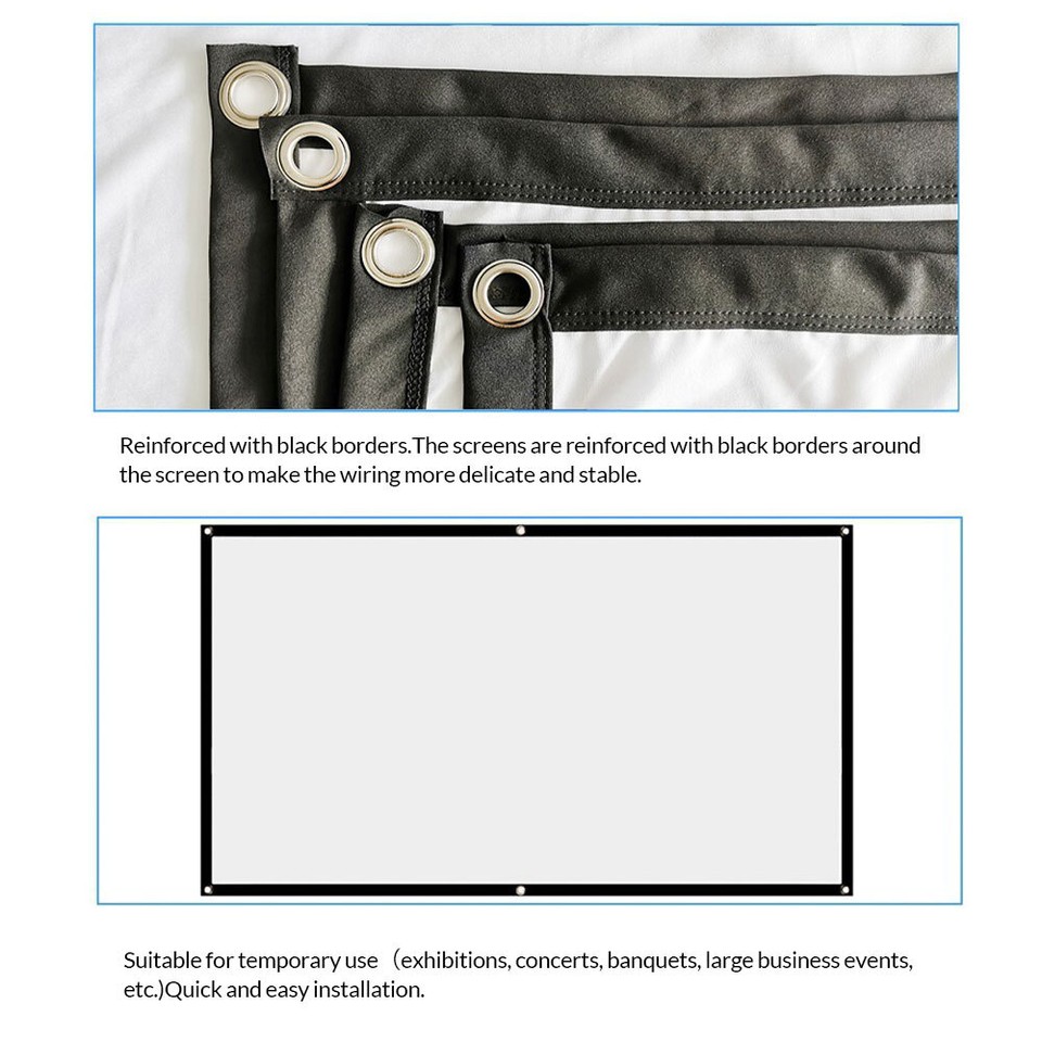 100'' Projector Screen 16:9 HD Foldable Projection Curtain Outdoor Home ...