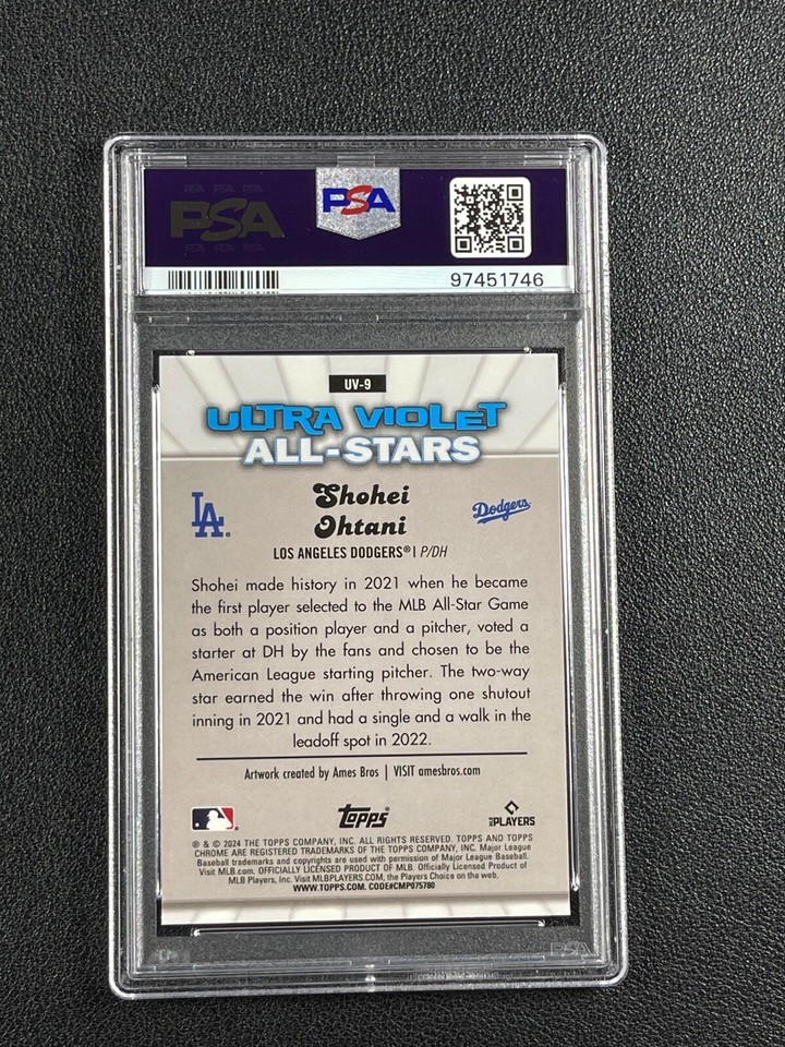 SHOHEI OHTANI PSA 10 2024 TOPPS CHROME #UV9 ULTRAVIOLET ALL-STARS REFRACTOR 1746 | eBay