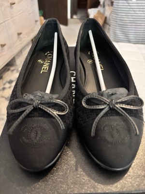 CHANEL 24B Tweed And Grosgrain Ballet Flats, 36.5 | eBay