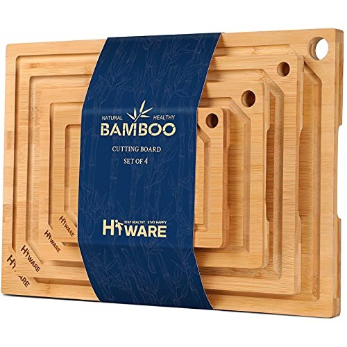 4-Piece Extra Large Bamboo Cutting Boards Set for Kitchen, Heavy Duty ...