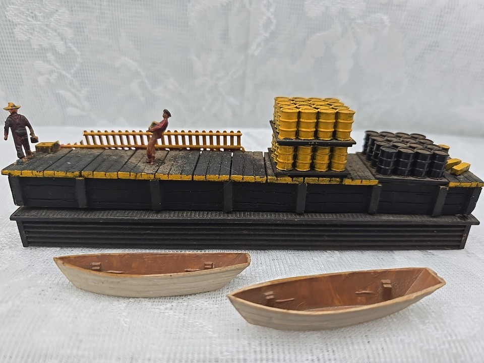 Vintage Ho Scale Model Wooden Barge & Boats Port | eBay