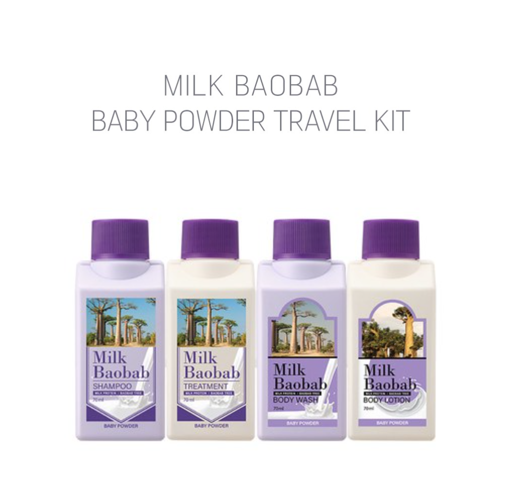 Milk Baobab Baby Powder Travel Kit 70ml x 4PC Shampoo Treatment Body ...