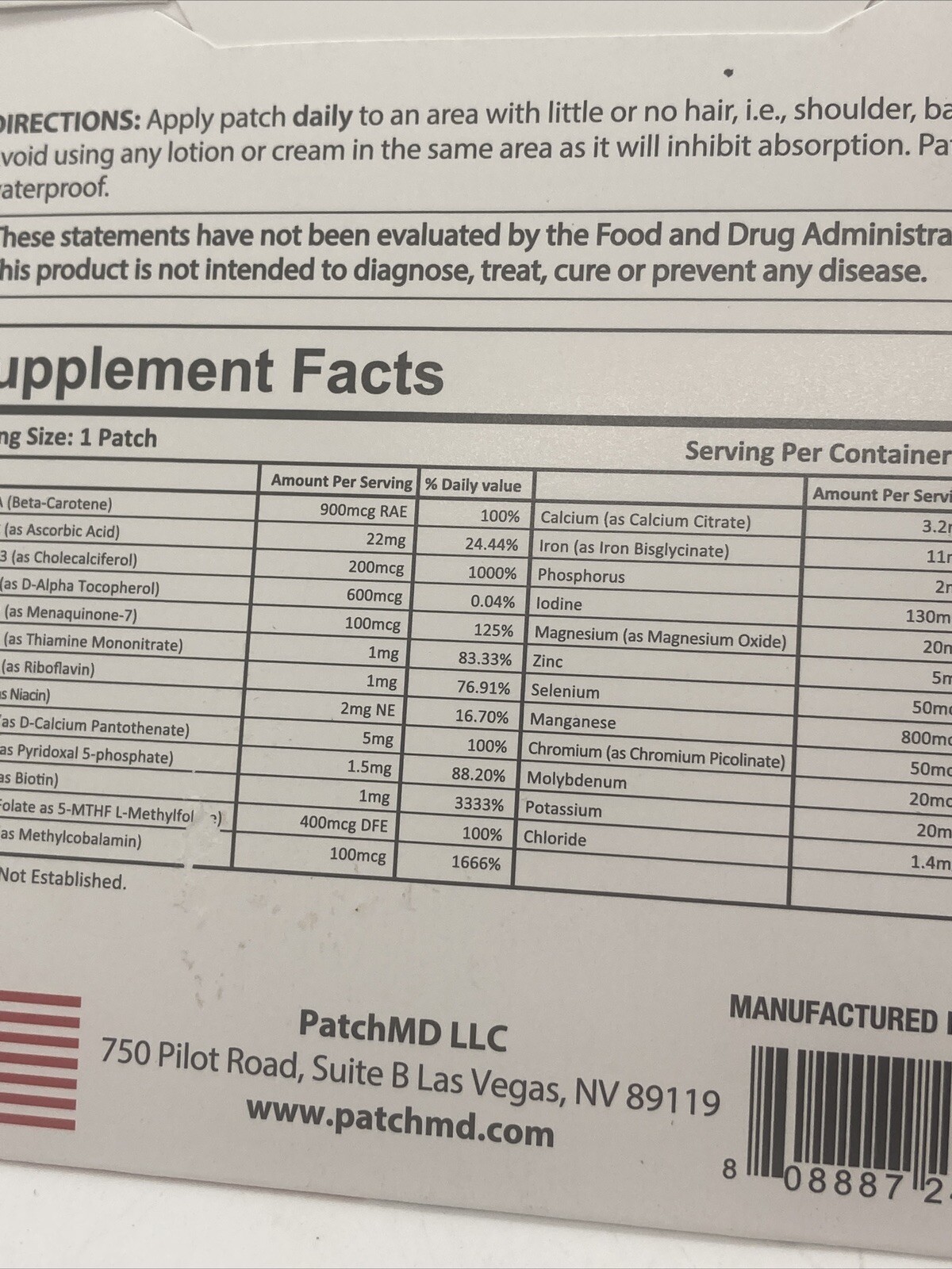 PatchMD Multivitamin Plus Topical Patch - 30 Days Supply for sale online | eBay