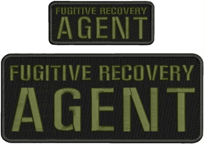 2 Fugitive Recovery Agent EMB Patches 10X4 And 5x2 Velcr@ On Back Olive ...