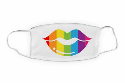 Gay Pride Mask, Rainbow Flag Lips, LGBTQ Reusable Face Mask, Face Mask ...