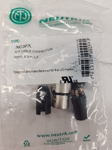 Neutrik NC3FX 3-Pin XLR Female Cable Connector - Sealed Bag ...