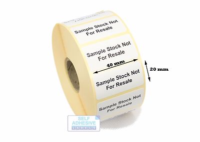 "Sample Stock Not For Resale" self adhesive labels. 40mm x 20mm. White ...