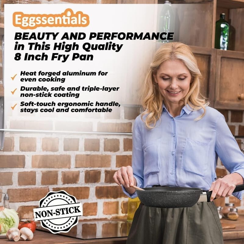 2 IN 1 Egg Pan & Egg Poacher Pan, Granite Nonstick Fry Pan Poached Egg ...