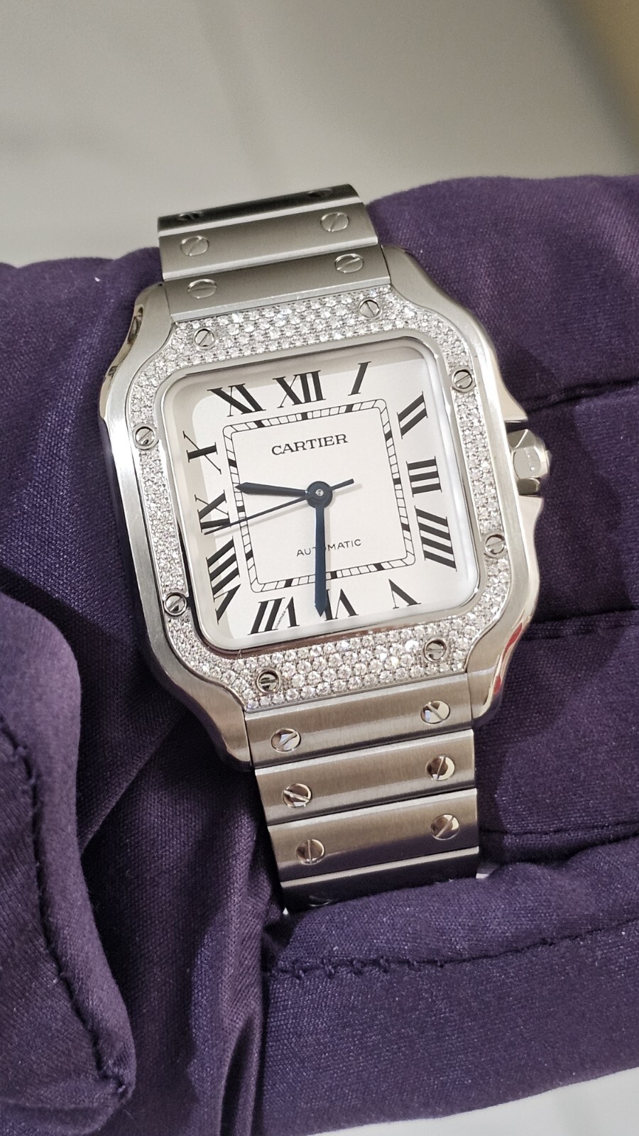 Cartier Santos De Cartier Medium factory Diamond Wome… - Gem