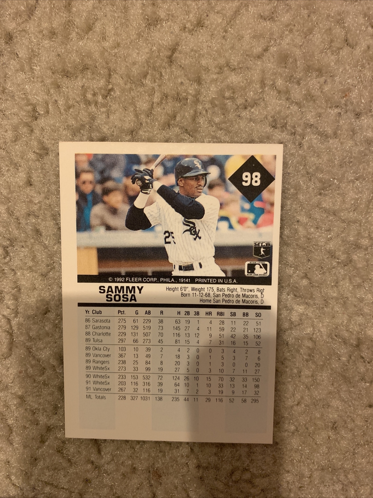 1992 Fleer - #98 Sammy Sosa for sale online | eBay