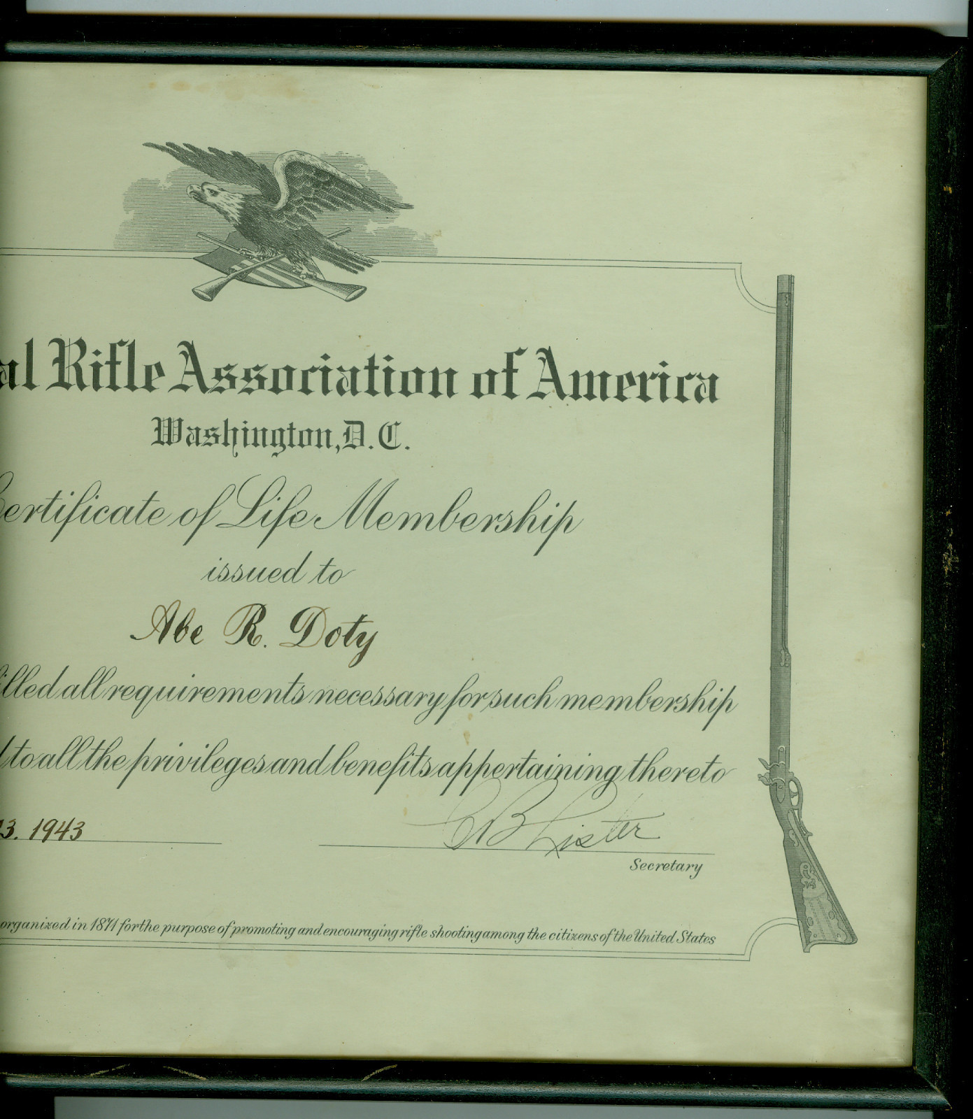Mar 23, 1943 National Rifle Association of America NRA, Framed Life ...