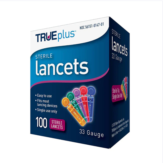 TRUEplus Lancet for Lancing Device 33 Gauge 1 Box(s) 100 /Box - NEW ...