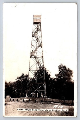 Postcard OH Ross Hocking Hills Park Logan Ohio Brush Ridge Fire Tower ...
