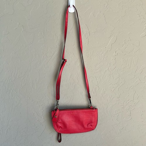 Habitat red mini crossbody wristlet bag leather | eBay