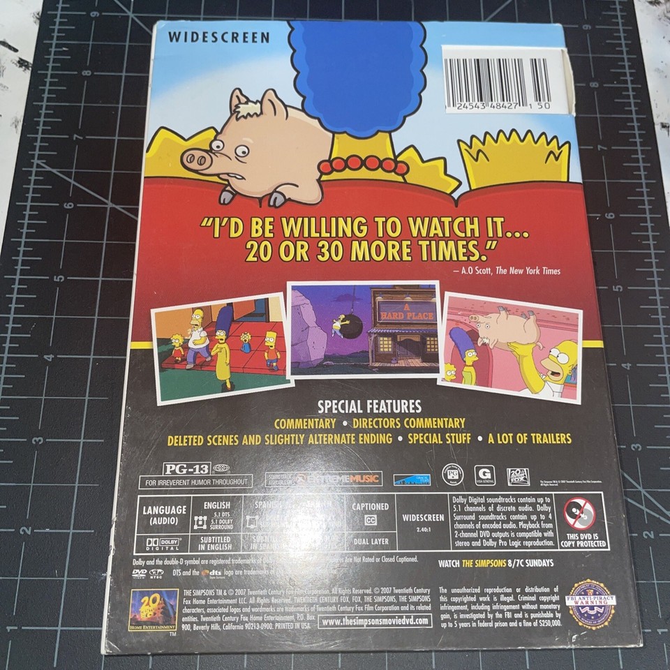The Simpsons Movie (DVD, 2007) Widescreen Deleted Scenes Alternate ...