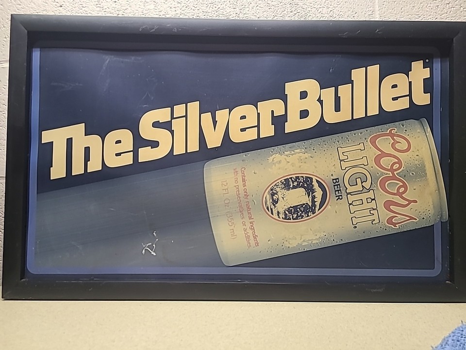 VtgCoors The Silver Bullet Light Up 25" Bar Beer Sign 1988 KCS Ind. USA ...