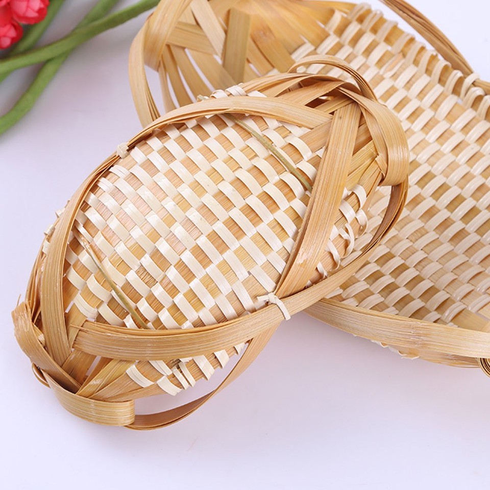 2pcs Handmade Woven Bamboo Baskets Practial Containers for Fruits ...