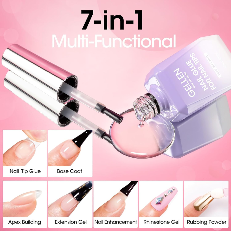 Gel Nail Kit Easy Nail Extension Set, 504Pcs Pre-Shaped Medium Almond X ...