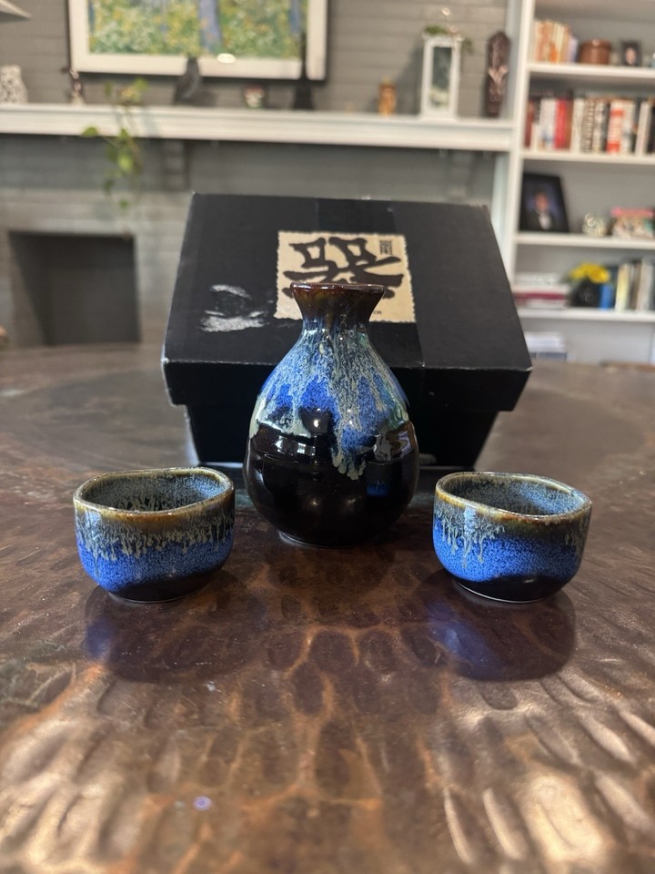 Miya Japanese Sake Set 2cups 1 Decanter 1 Bottle Porcelain | eBay