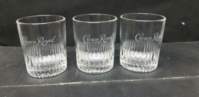 3 CROWN ROYAL RIBBED LOW BALL ON THE ROCKS GLASSES | eBay