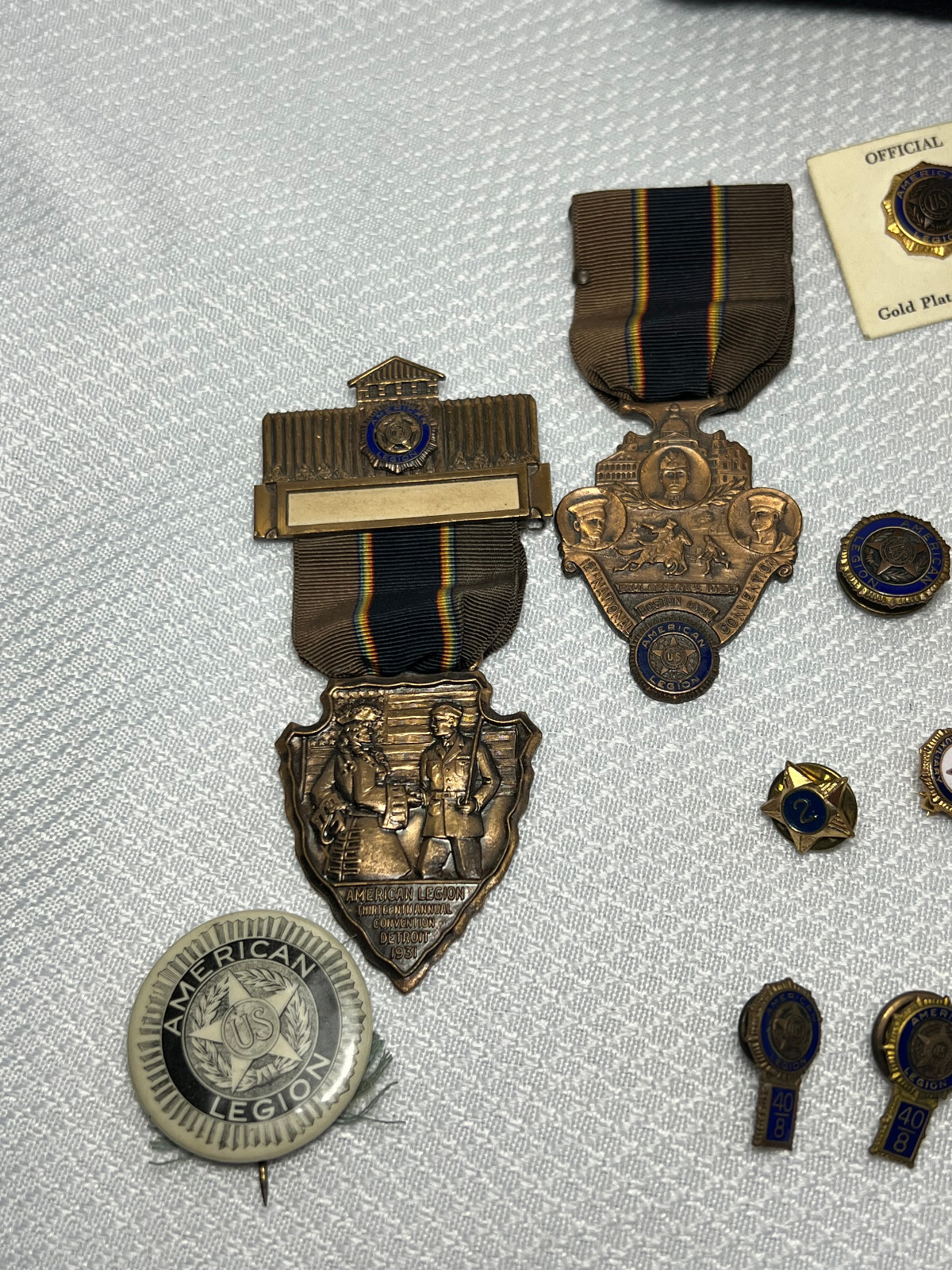 VTG Military American Legion Enamel & Metal Ribbon Pin Button Garrison ...