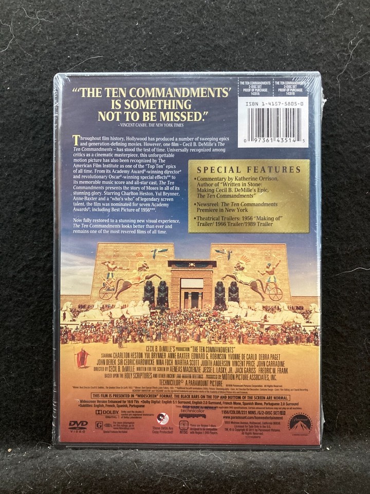 The Ten Commandments (DVD, 2011) Charlton Heston/Yul Brynner NEW ...