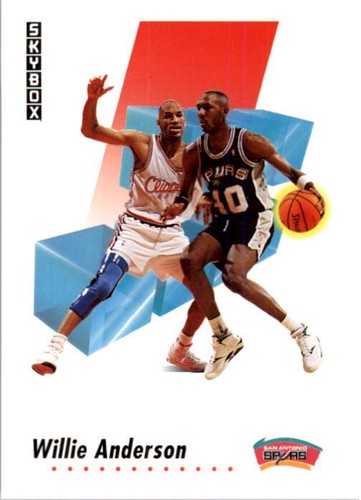 1991-92 SkyBox #254 Willie Anderson San Antonio Spurs Basketball Card ...