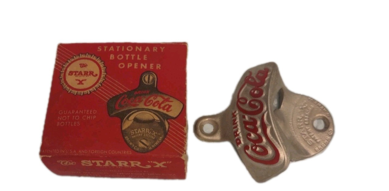 Brown Mfg Co Starr X COCA COLA STATIONARY BOTTLE OPENER NEW Box Screws ...