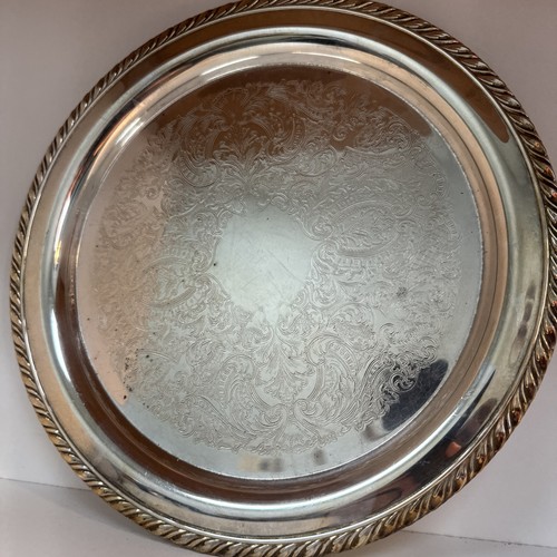 Vintage ONEIDA USA Silver Plated Ornate Design 12" Round Serving Tray ...