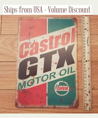 Castrol Motor Oil Sign Castrol GTX Oil Castrol Lubricants Garage Shop ...